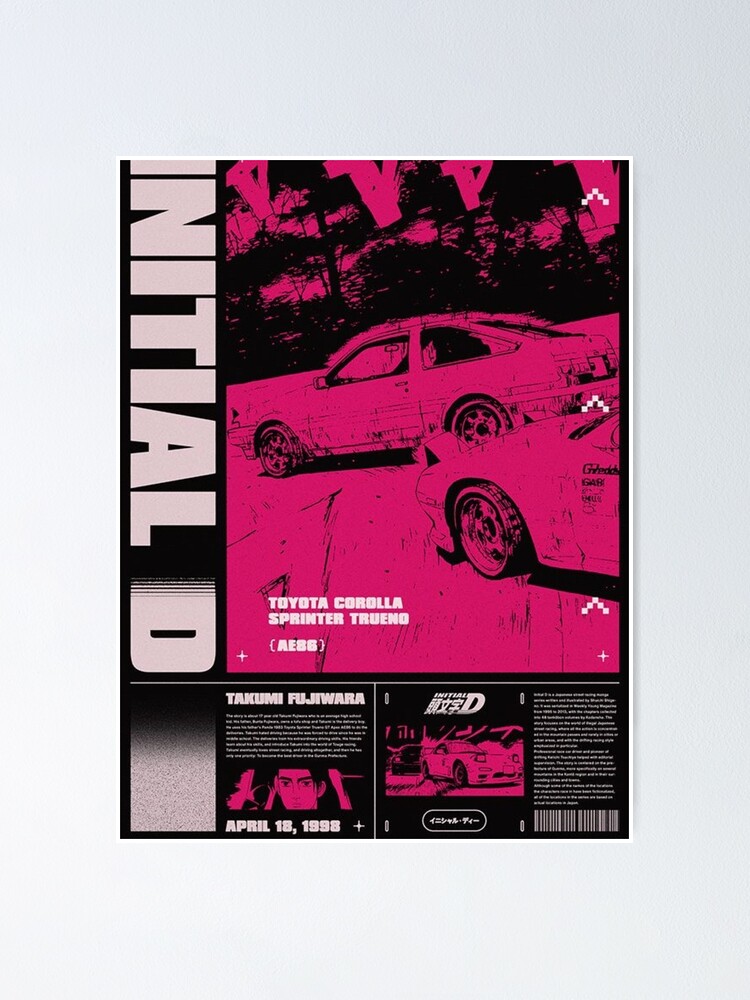 "Y2K Pink Drift Car" Poster for Sale by LewTheCreator | Redbubble