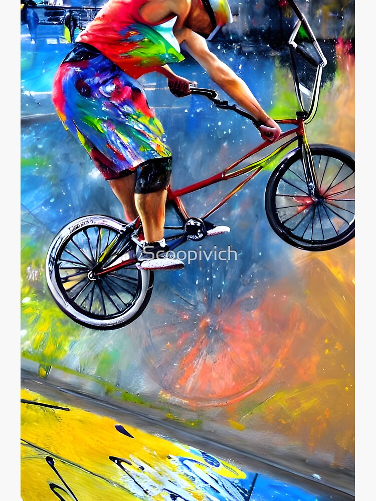 "BMX rider expressionism board brush strokes oil paint rad" Sticker for ...