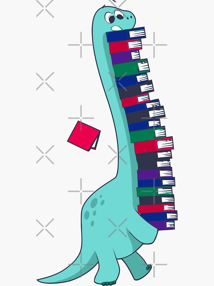 "Dinosaur with Books" Sticker for Sale by MoHa444 | Redbubble