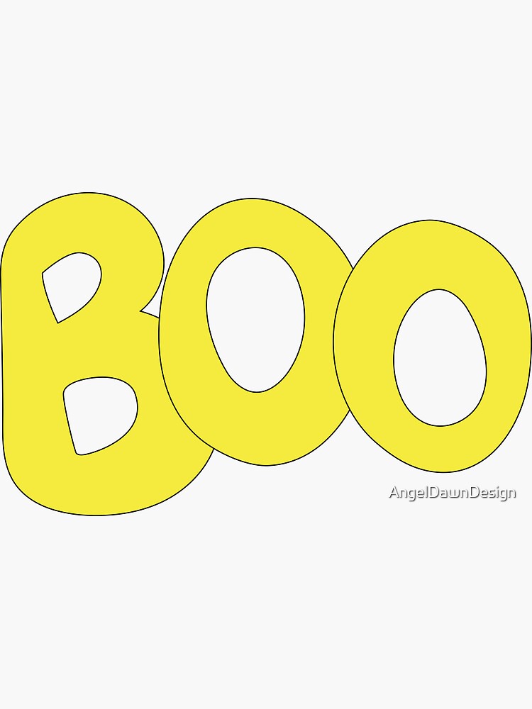 "BOO whimsical text art in yellow bubble letters" Sticker for Sale by ...