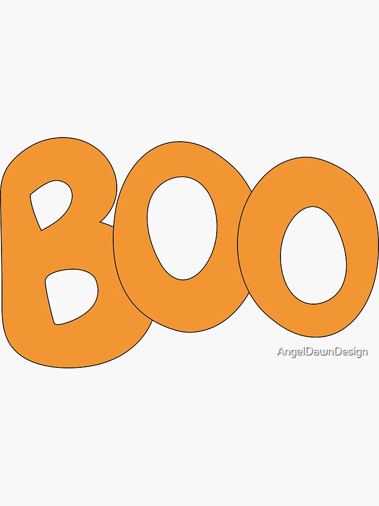 "BOO whimsical text art in orange bubble letters" Sticker for Sale by ...