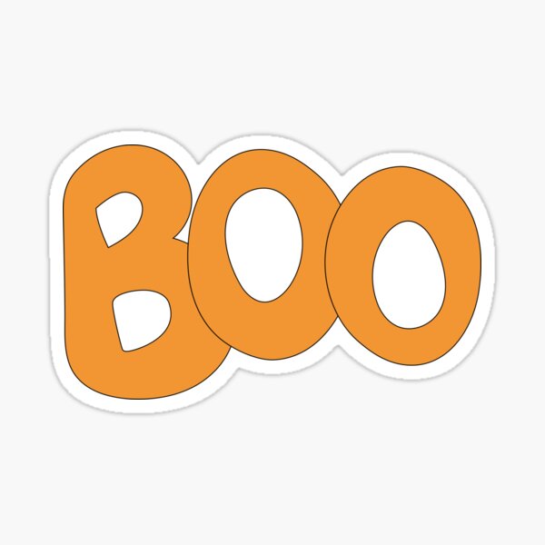 "BOO whimsical text art in orange bubble letters" Sticker for Sale by ...