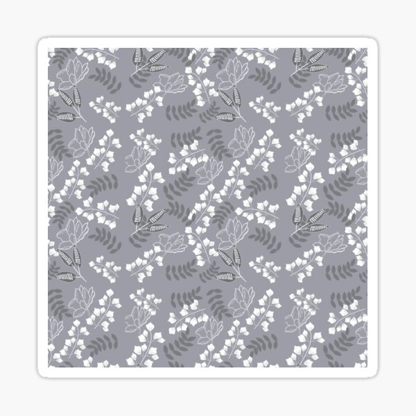 "White Flowers Leaves and Buds on grey Background" Sticker for Sale by ...