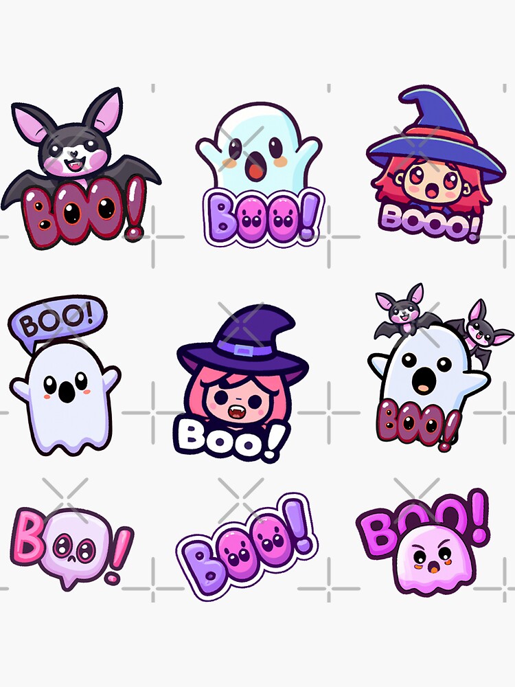 "Halloween "Boo" sticker pack, cute, kawaii, fun stickers" Sticker for ...