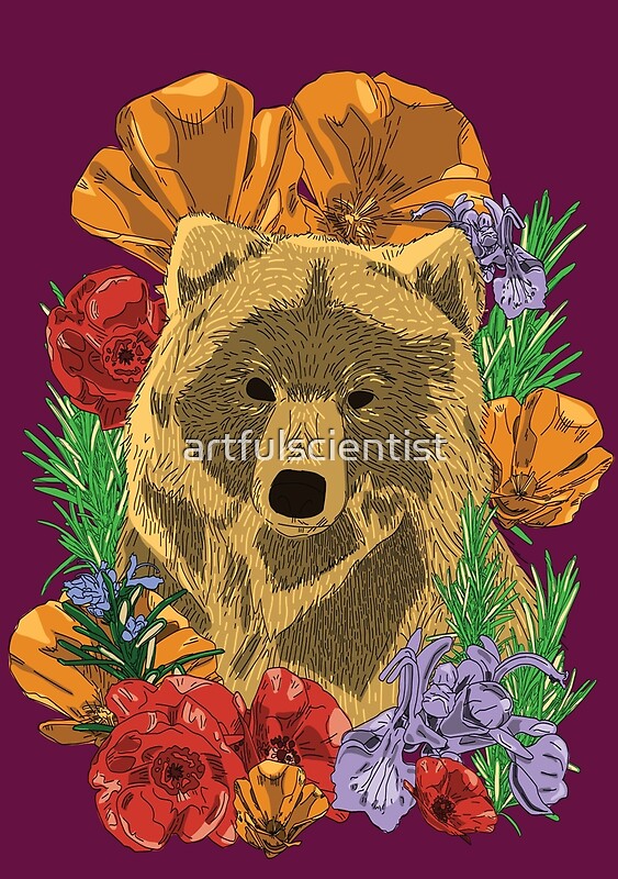 "Bear + Poppies + Rosemary" by artfulscientist | Redbubble