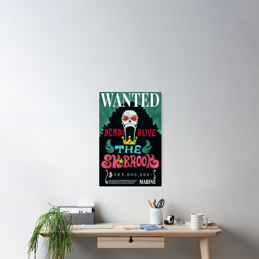 "Brook Wanted Poster Post-Wano Updated Bounty Poster" Poster for Sale ...