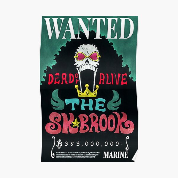 "Brook Wanted Poster Post-Wano Updated Bounty Poster" Poster for Sale ...