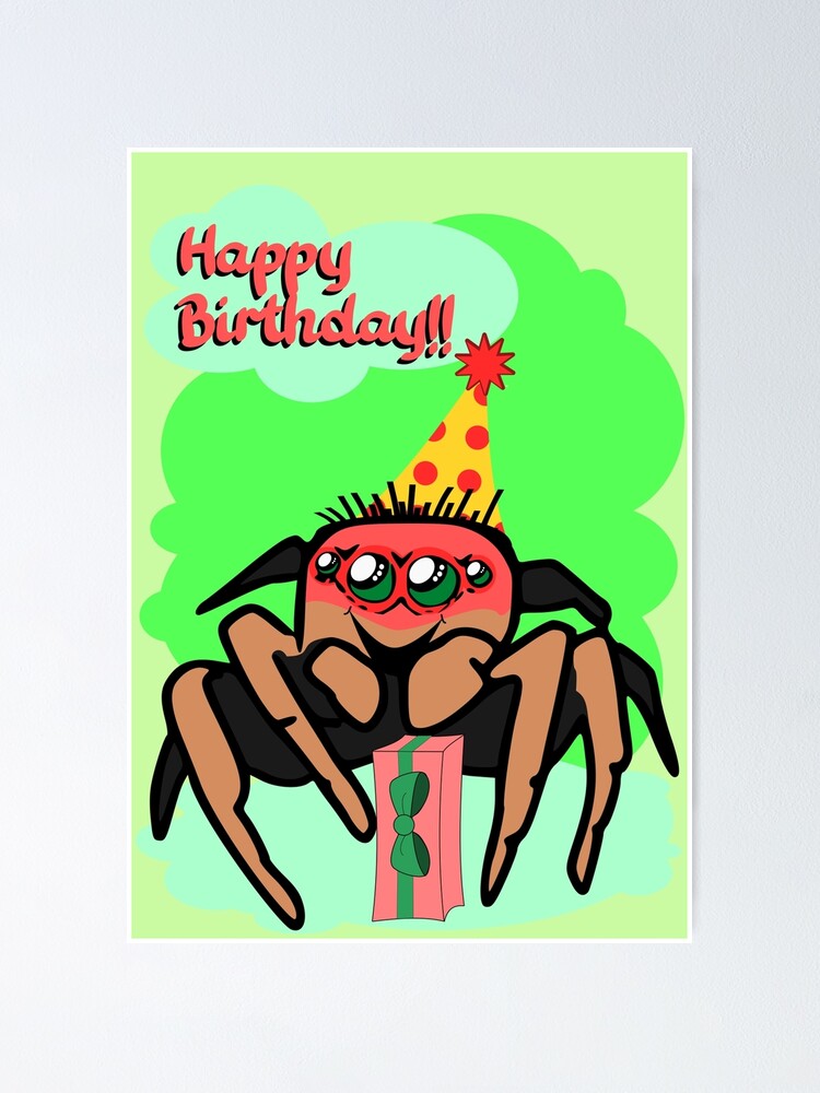 "Jumping spider with birthday present Happy birthday - salticide ...
