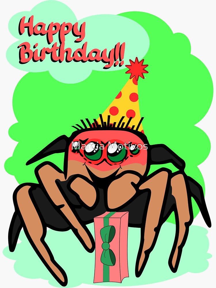 "Jumping spider with birthday present Happy birthday - salticide ...