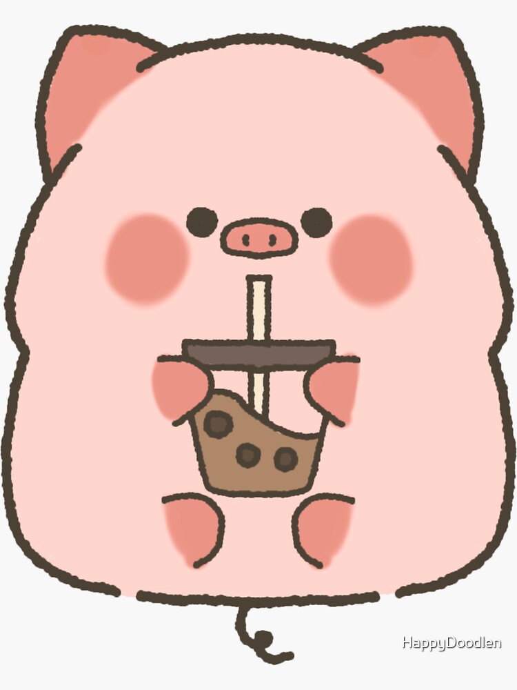 "Cute Little Boba Pig" Sticker for Sale by HappyDoodlen | Redbubble