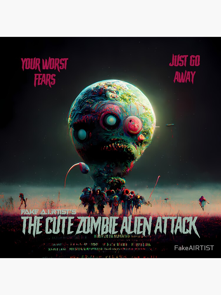 "The Cute Zombie Alien Attack 3" Sticker for Sale by FakeAIRTIST ...
