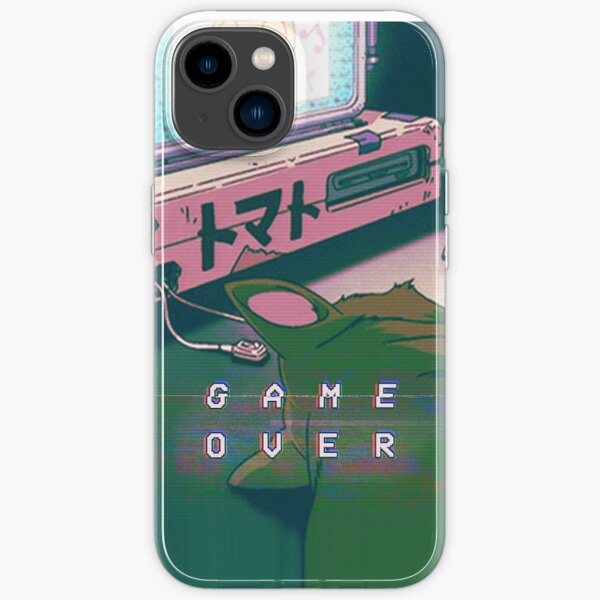 "90S ANIME CAT GAME OVER VAPERWAVE GRUNGE PIXEL KAWAII" iPhone Case for ...