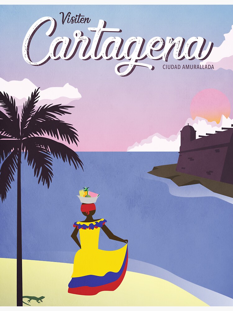 "Cartagena Vintage Travel Poster" Sticker for Sale by totesmyalpaca ...