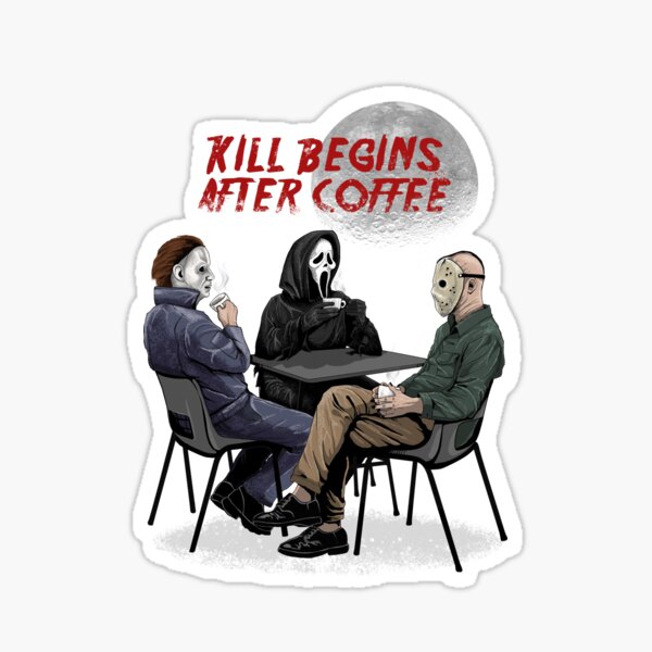 "Horror coffee talk" Sticker for Sale by kevinmertayasa | Redbubble