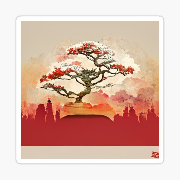 "japanese bonsai tree" Sticker for Sale by SPRBX | Redbubble