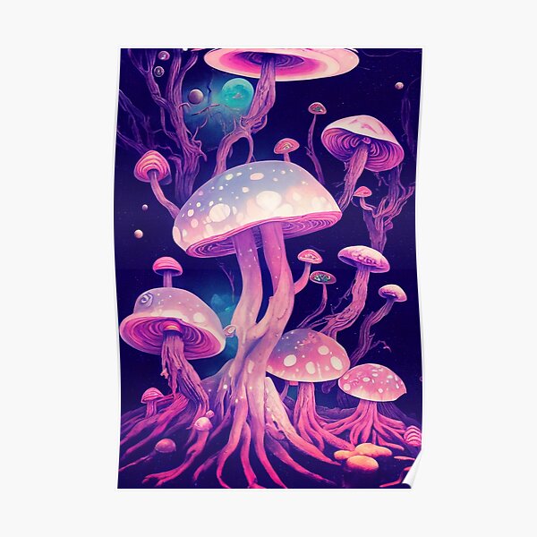 "Violet Space Shrooms" Poster for Sale by Fluiid | Redbubble