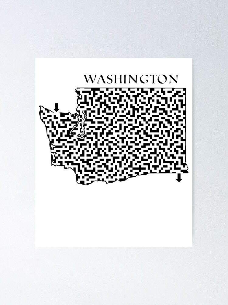 "Washington State Outline Maze & Labyrinth" Poster for Sale by gorff ...