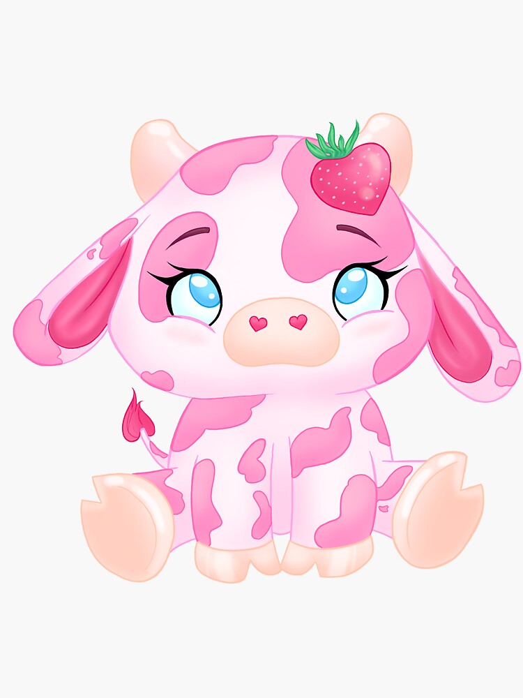 "Strawberry Cow" Sticker for Sale by SunnyGlow | Redbubble