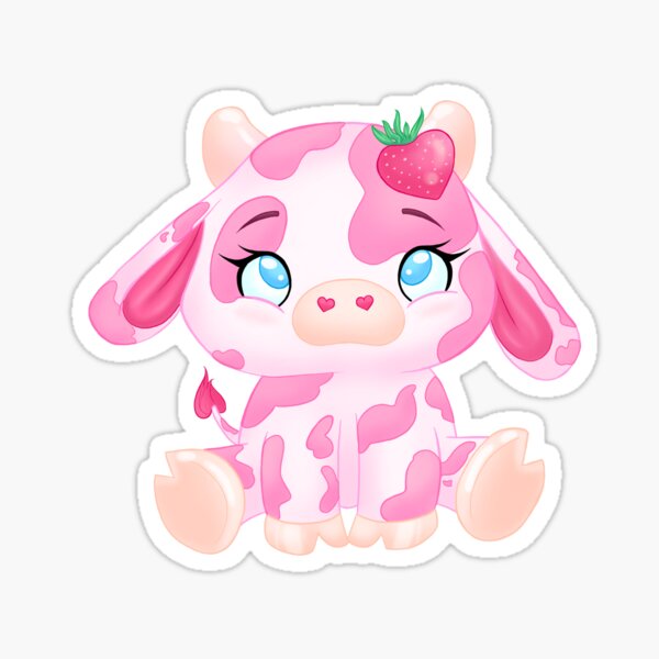 "Strawberry Cow" Sticker for Sale by SunnyGlow | Redbubble
