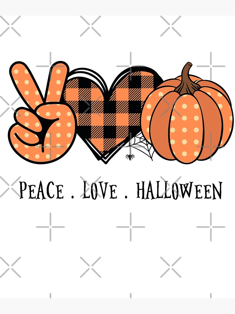 " Peace Love Halloween Trio Plaid Black Orange Heart" Poster for Sale ...