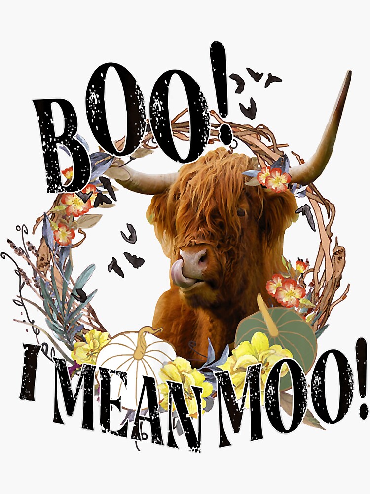 "Highland Cow Boo Halloween Moo Classic " Sticker for Sale by ...