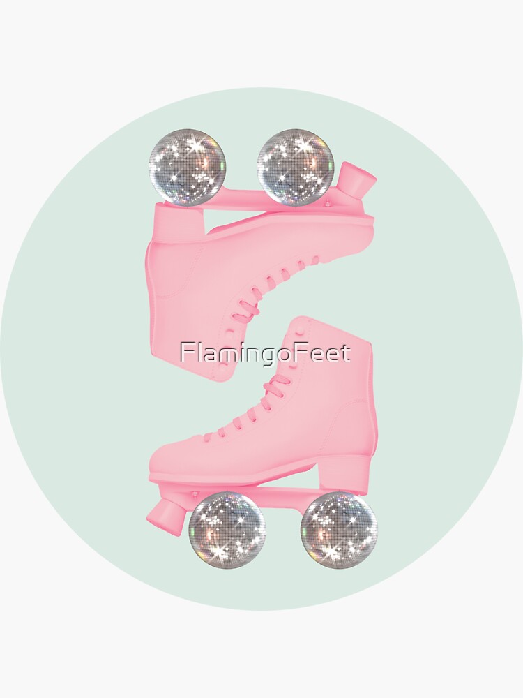 "Let the good times roll - roller skate disco ball wheels" Sticker for ...