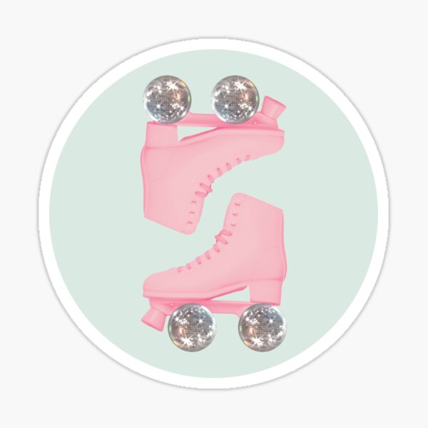 "Let the good times roll - roller skate disco ball wheels" Sticker for ...