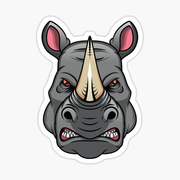 "Rhino Face Rhino Head Rhino Art" Sticker for Sale by aaronbolser ...