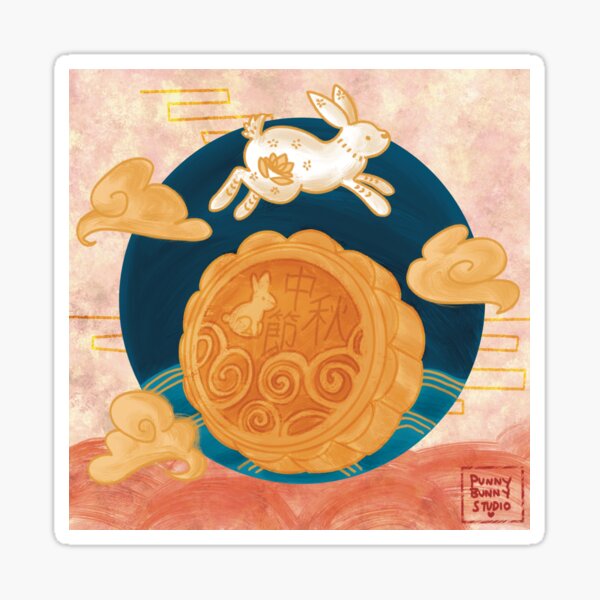 "Mooncake X Bunny II" Sticker for Sale by punnybunnyshop | Redbubble