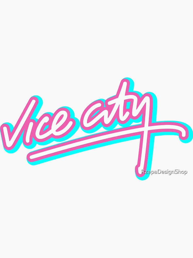 "Vice City logo with cyan shadow" Sticker for Sale by RzepaDesignShop ...