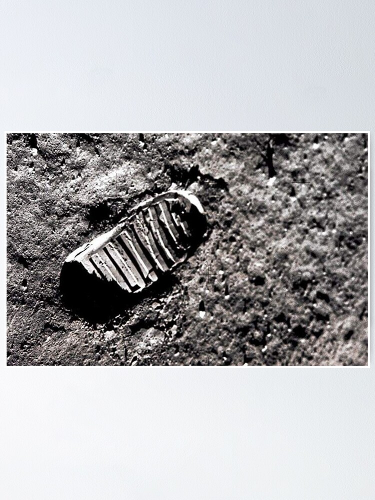"First moon footprint." Poster for Sale by 2monthsoff | Redbubble