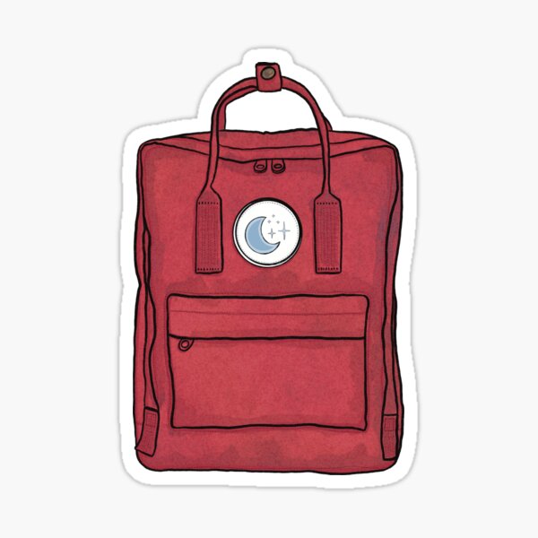 "Aesthetic Backpack School Bag Moon Stars Pastel Red " Sticker for Sale ...