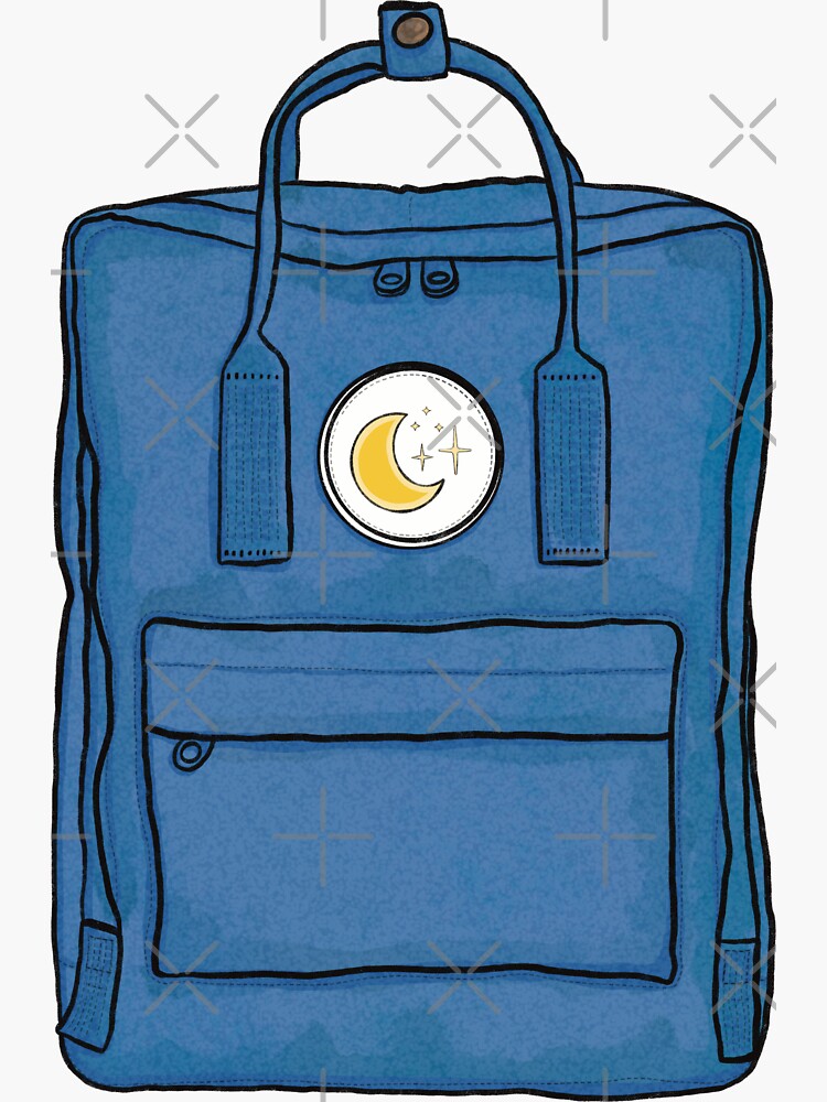 "Aesthetic Backpack School Bag Moon Stars Pastel Blue " Sticker for ...