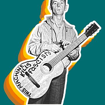 "Woody Guthrie Sepia Folk Singer Songwriter Fan Art " Sticker for Sale ...