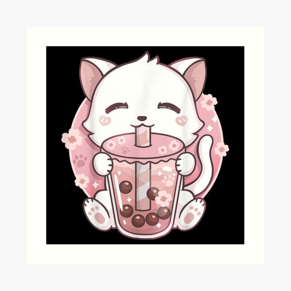 "Anime Kawaii Boba Cat Bubble Tea Cat Boba Tea Cat" Art Print for Sale ...