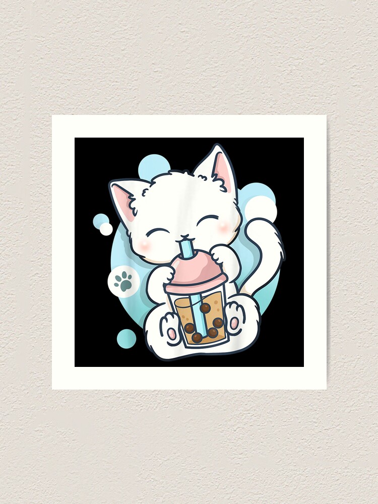 Cat Boba Tea Bubble Tea Anime Kawaii Neko Art Print For Sale By