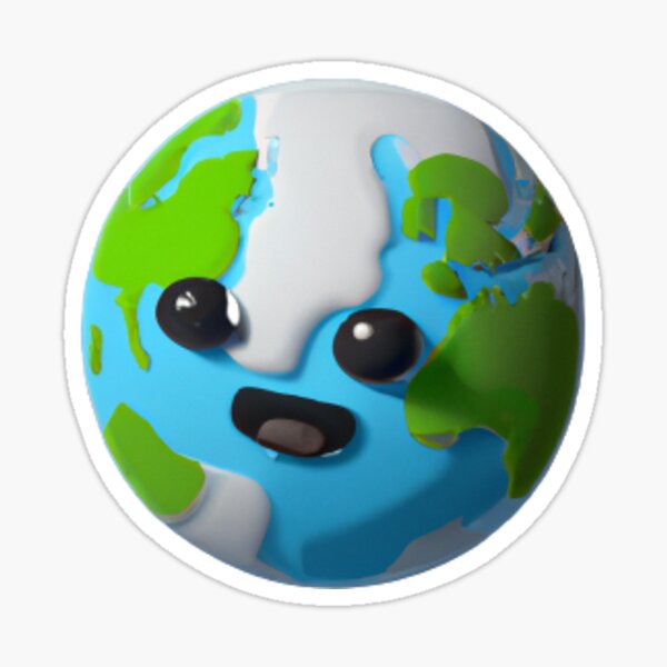 "Cute Smiling Planet Earth Small Sticker" Sticker for Sale by ...