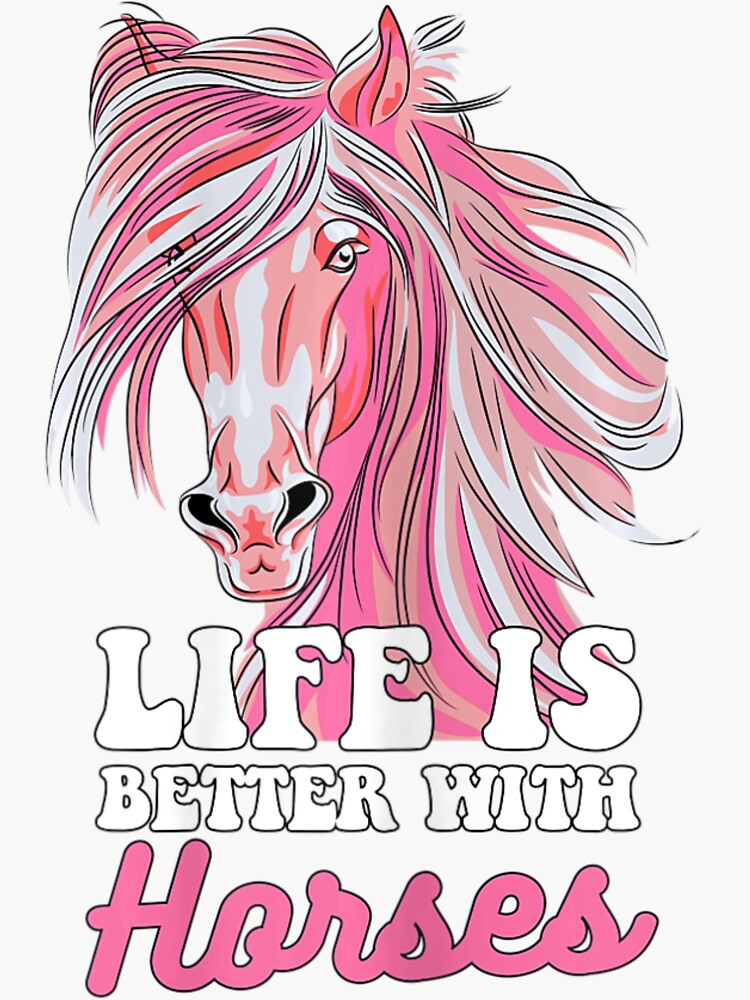 "Womens Horseback Riding Cartoon Art Horse Lover For Girls" Sticker for ...