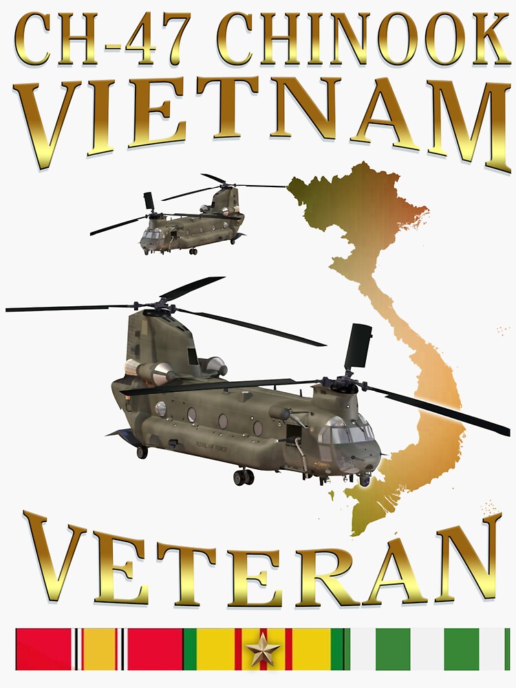 "CH-47 Chinook Vietnam Veteran- chinook helicopter vietnam war veteran" Sticker for Sale by ...