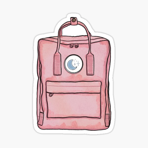 "Aesthetic Backpack School Bag Moon Stars Pastel Pink " Sticker for ...