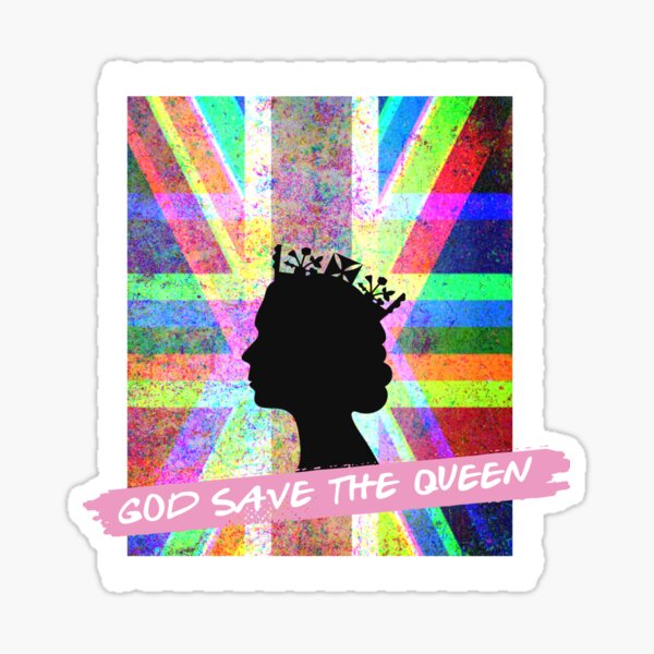 "Trippy Queen "God Save the Queen" Punk" Sticker for Sale by raccoonbox ...