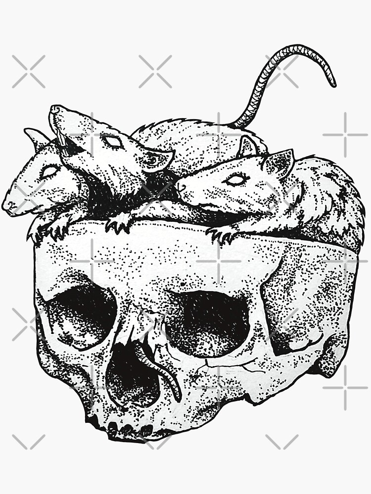 "Rat skull original white" Sticker for Sale by B-d-t | Redbubble