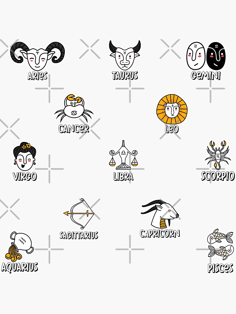 "Zodiac Signs Sticker set Astrology" Sticker for Sale by Nakikej ...