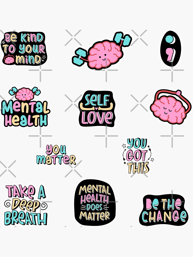 "Self Love Mental Health Stickers set of 11" Sticker for Sale by ...