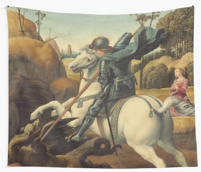 "Saint George and the Dragon Oil Painting By Raphael" Wall Tapestry by ...