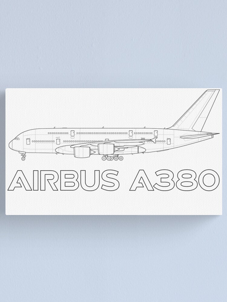"Airbus A380-800 Black Outline" Canvas Print for Sale by Avi8orGear ...