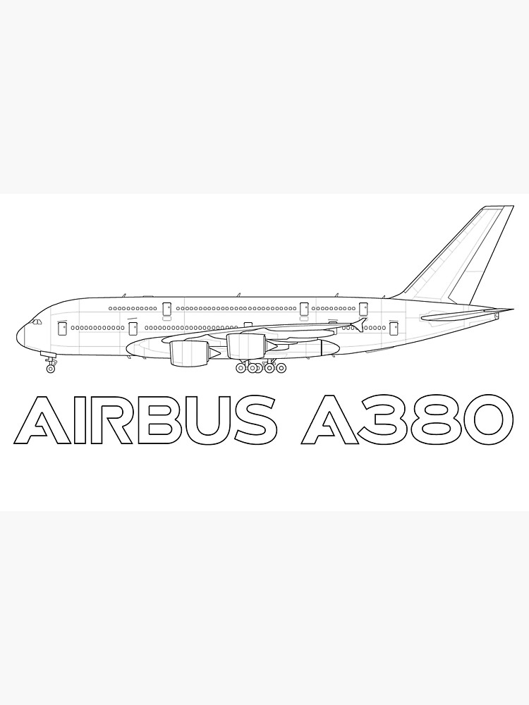 "Airbus A380-800 Black Outline" Canvas Print for Sale by Avi8orGear ...