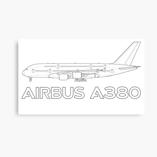 "Airbus A380-800 Black Outline" Canvas Print for Sale by Avi8orGear ...