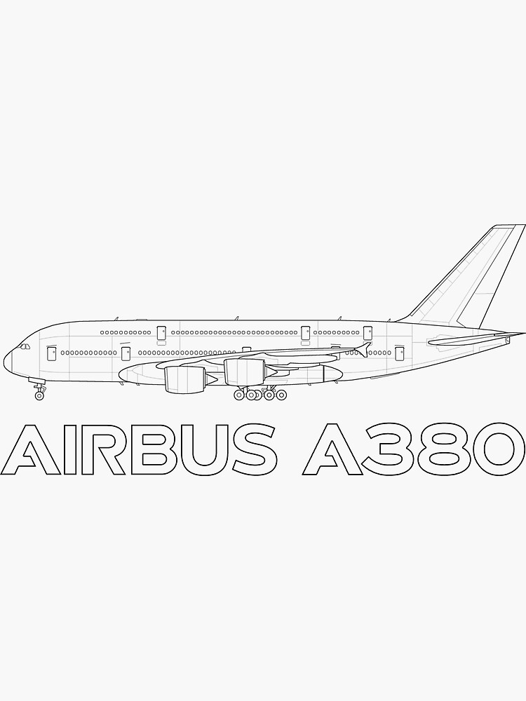 "Airbus A380-800 Black Outline" Sticker for Sale by Avi8orGear | Redbubble