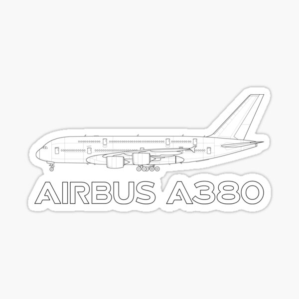 "Airbus A380-800 Black Outline" Sticker for Sale by Avi8orGear | Redbubble